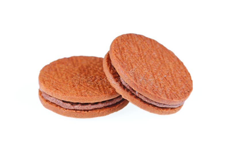 Two Cookies Isolated on White Stock Image - Image of covered, cream ...
