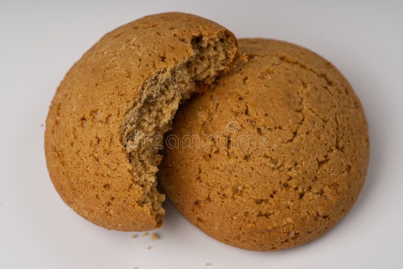 Two Cookies on a White Background Closeup. Stock Image - Image of snack ...