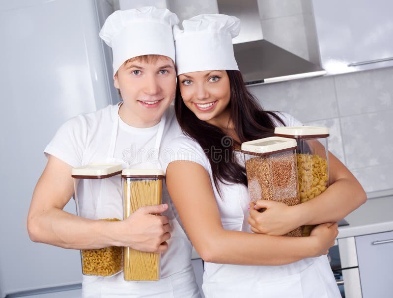 Two cooks stock photo. Image of pasta, couple, people - 17225410