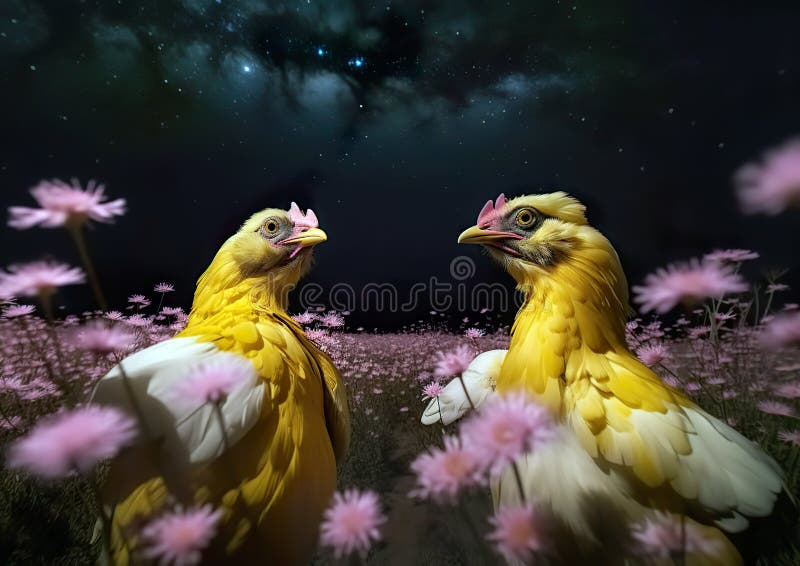 Two Cool Chickens Pose. Despite Being in an Unfamiliar Environment ...