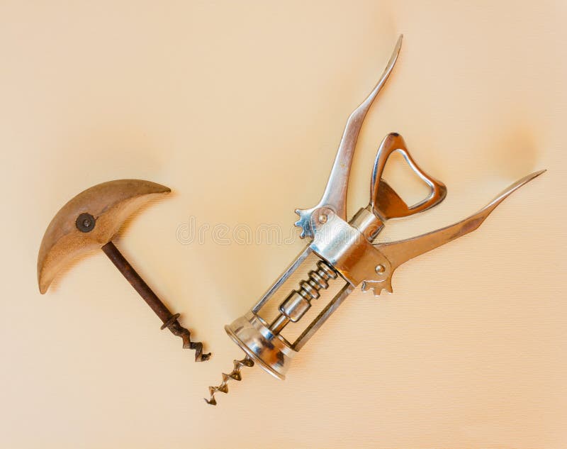 Two Corkscrews from Different Eras Stock Image - Image of cork, white ...