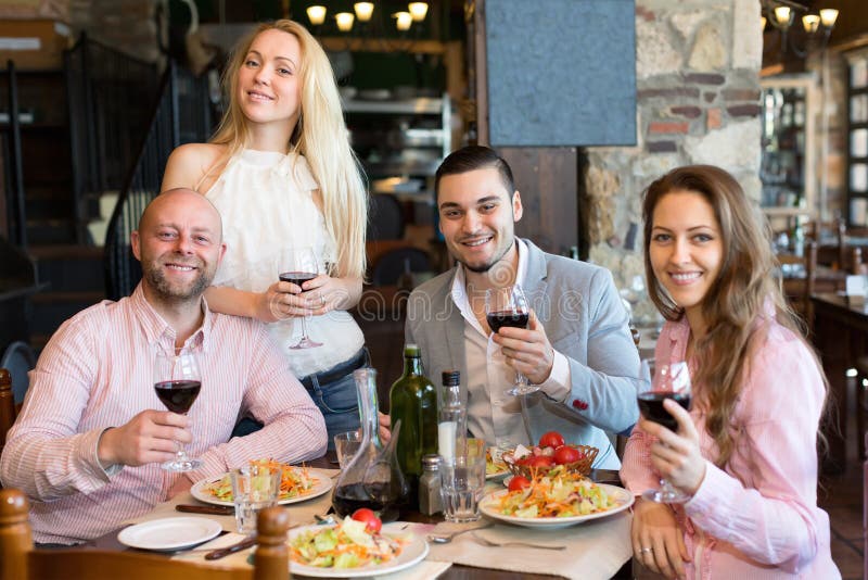 Two Couple Sitting at Restaurant Stock Photo - Image of friends, girl ...