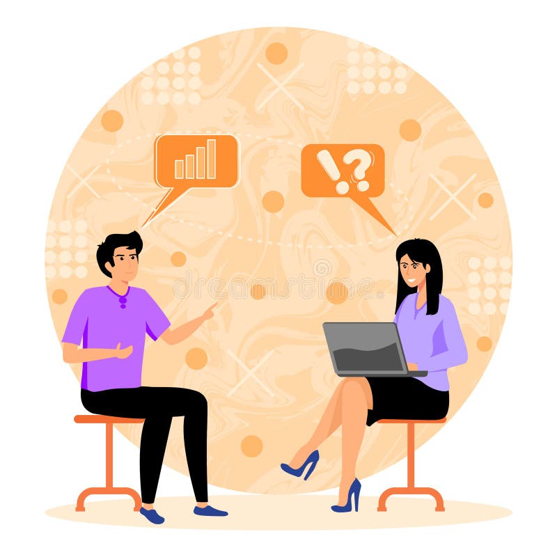 Two Coworkers Collaborating Over Data in a Professional Setting. Stock Vector - Illustration of ...