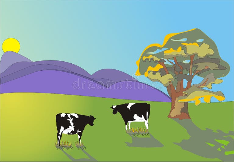 Pastoral Scene Cows Stock Illustrations – 3,054 Pastoral Scene Cows ...