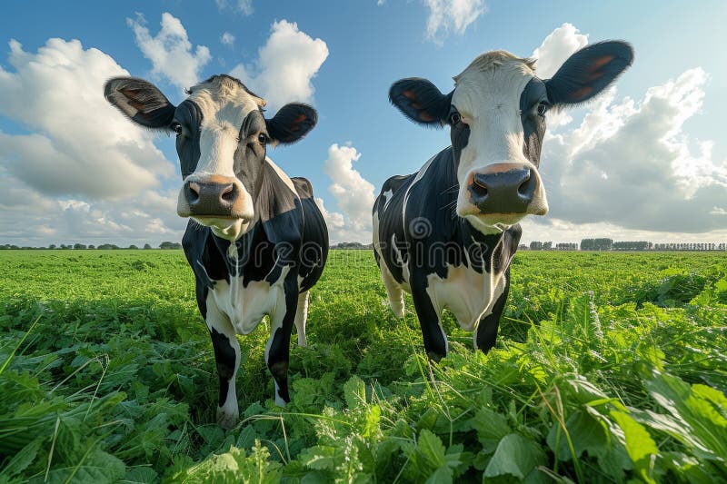 Two Cows are Standing in Field and Looking at the Camera Stock Image ...