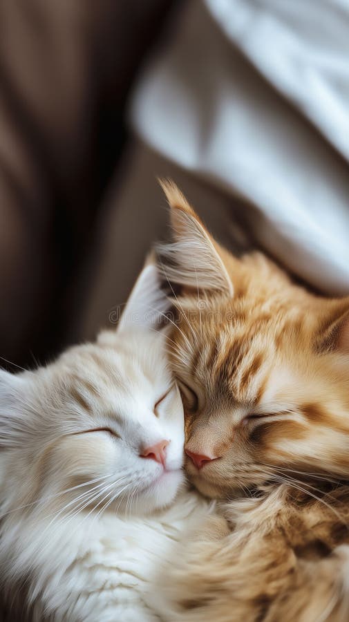 Two Cozy Cats Sleeping Peacefully Together, AI Generated Stock ...