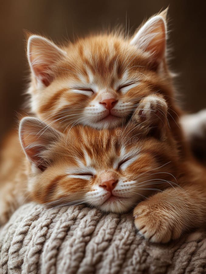 Two Cozy Kittens Stacked Together Stock Illustration - Illustration of ...