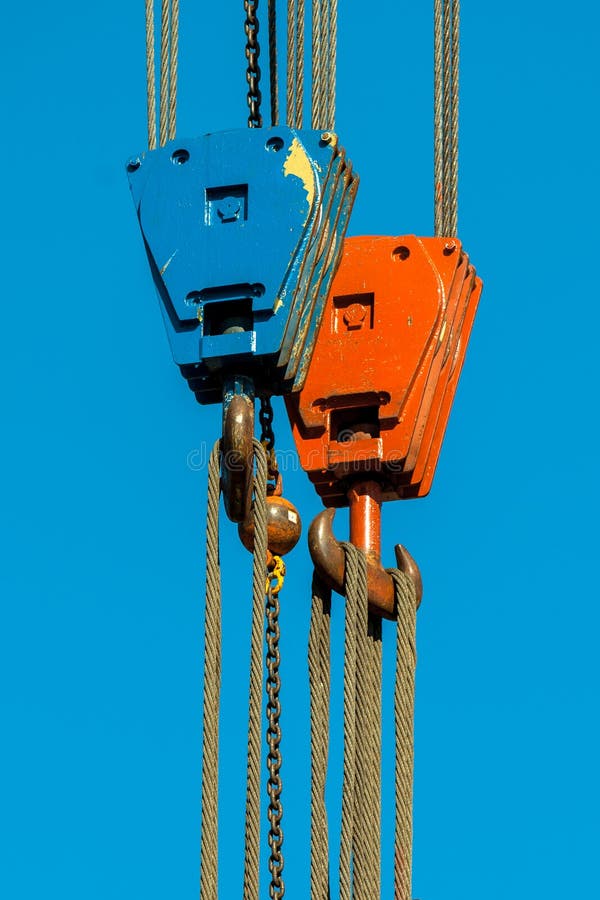 Two Crane Lifting Hooks stock photo. Image of industry - 46898524