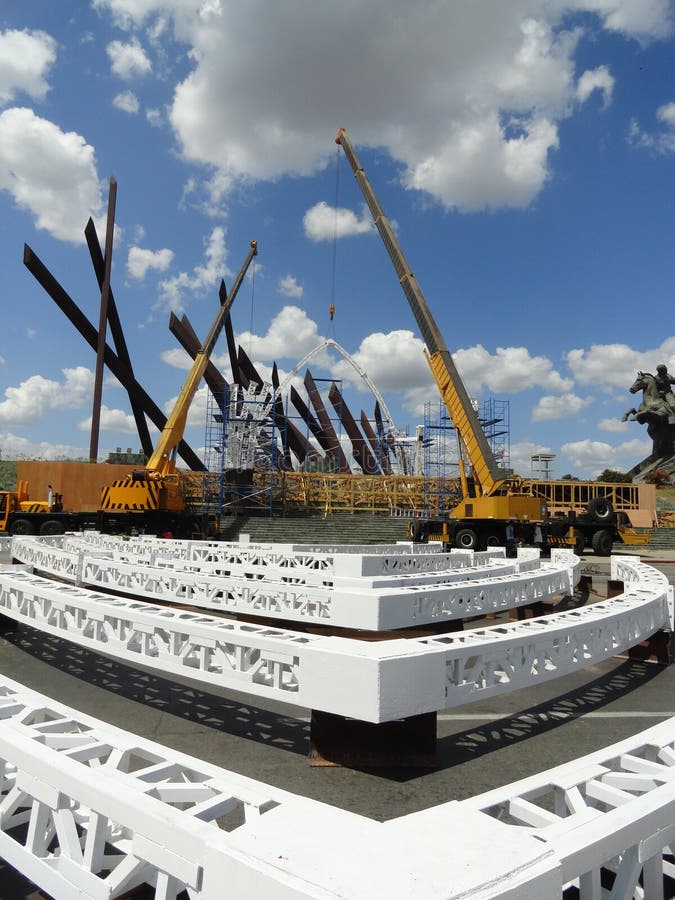Two Cranes at Work stock image. Image of rain, truck, rainy - 1422249