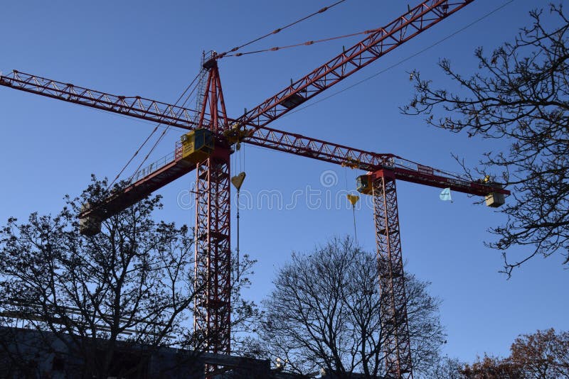 Two cranes stock photo. Image of transport, construction - 79996406