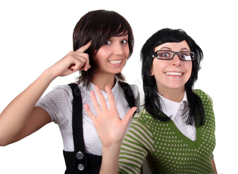 Two crazy girls stock photo. Image of smile, crazy, emotion - 8222414