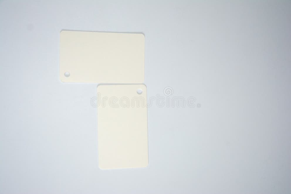Two Cream Colored Rounded Rectangular Label Cards, Each with a Small ...