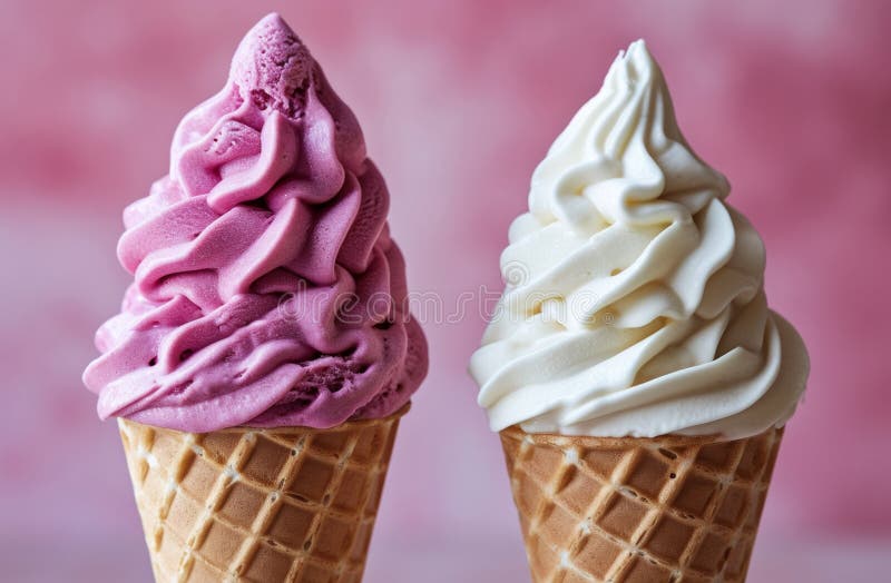 Two Cream Cones with Different Kinds of Ice Cream Stock Image - Image ...