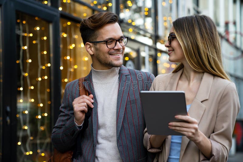 Two Creative Business People Working on Social Media Strategy Using a ...