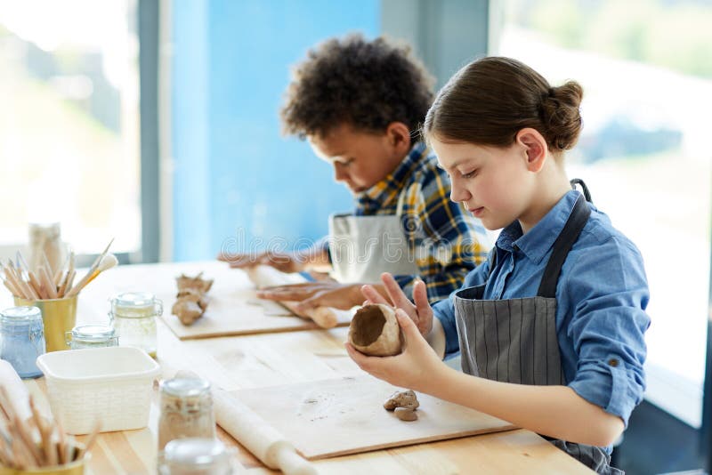 Lesson of clay craft stock image. Image of classmate - 123105911