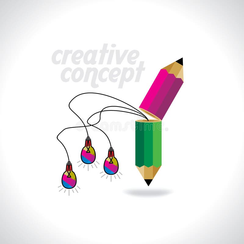 Two Creative Pencil with Bulb Idea Concept Stock Vector - Illustration ...