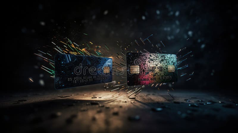 Two Credit Cards Flying, Generated Ai Image Stock Illustration ...