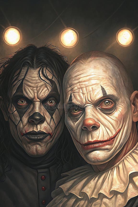 Two Creepy Characters in Makeup Stock Illustration - Illustration of ...