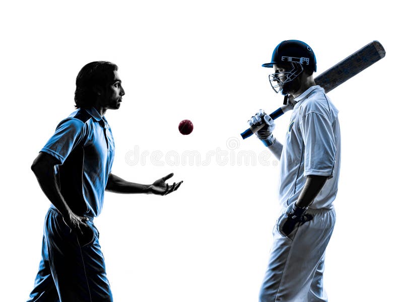 Two Cricket Players Silhouette Stock Photo - Image of batsman ...