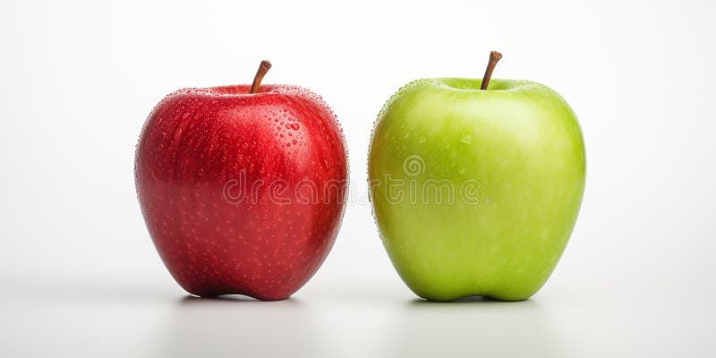 Two Crispy Apples, One Red and One Green, Side by Side on an Isolated ...