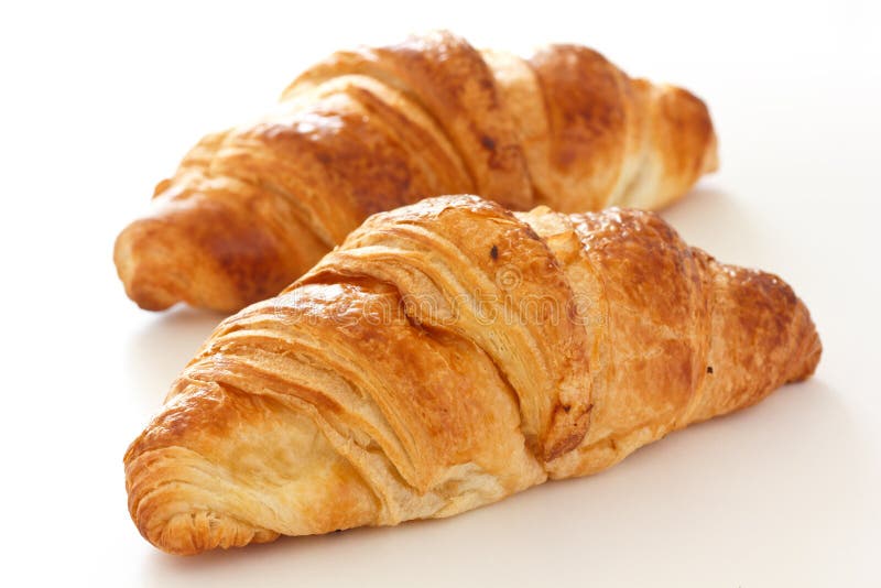 Two Croissants on a White Surface Stock Image - Image of white, golden ...