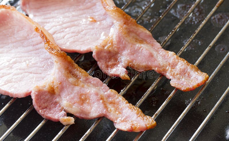 Crispy Smokey Fried Bacon Slice or Strip. Unhealthy Fat Food, Fattenig ...