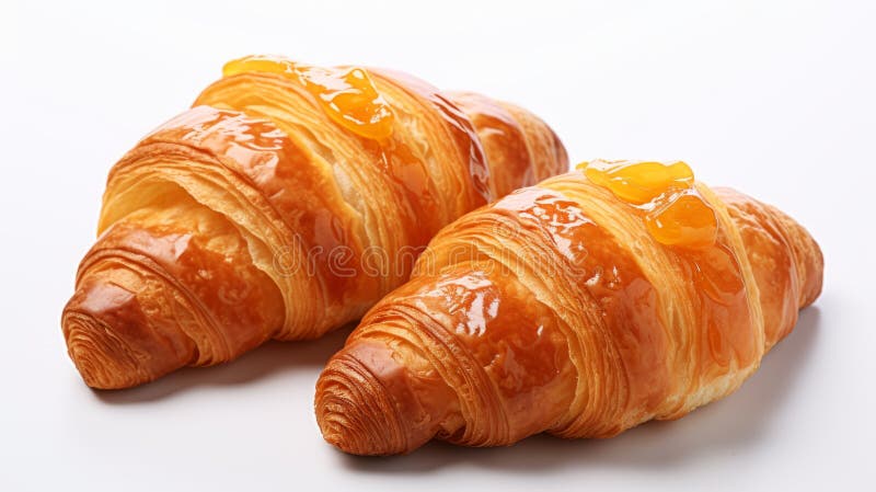 Delicious Croissant Bread with Papaya Jam - Closeup Steaming Stock ...