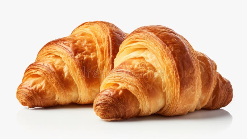 Two Croissants Placed on a White Surface. Suitable for Bakery ...