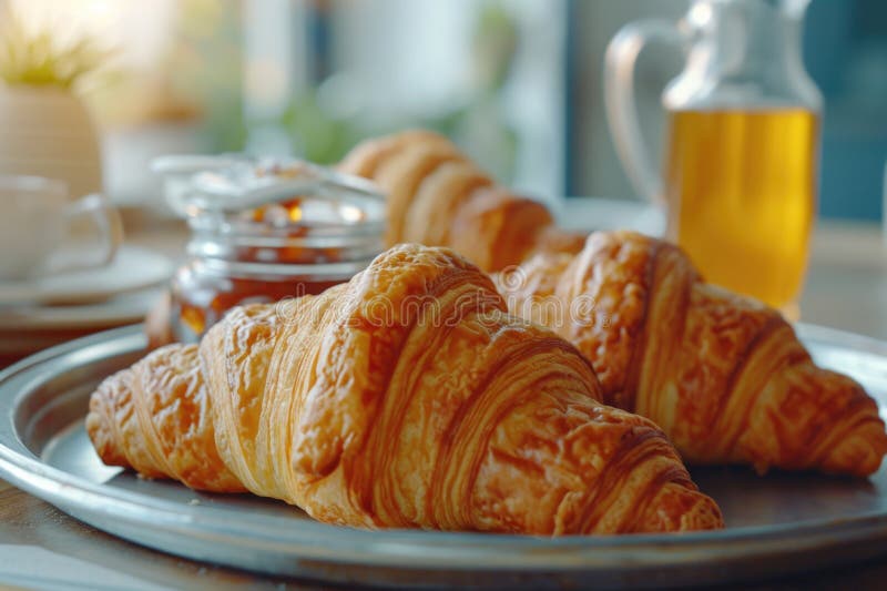 Two Croissants on a Plate. Ideal for Food and Breakfast Related Designs ...
