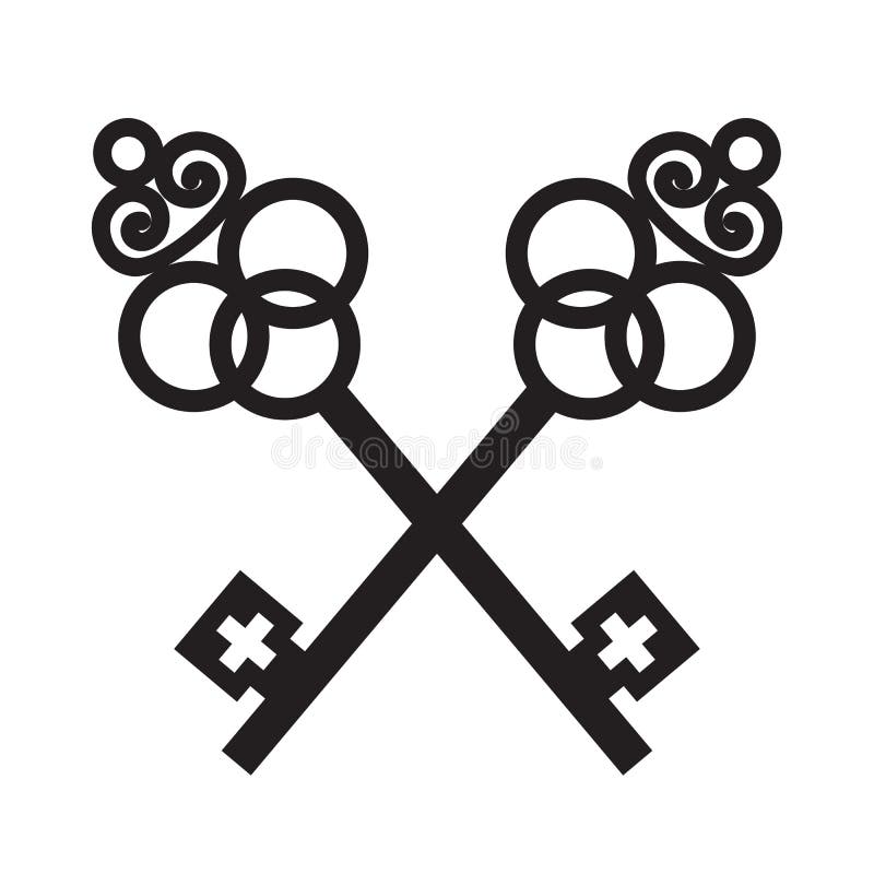 Two crossed ancient keys stock vector. Illustration of classical - 44919101