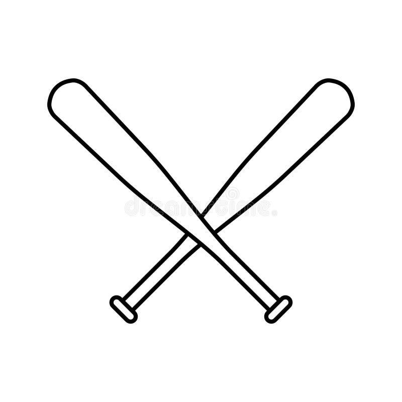 Two Crossed Baseball Bats Icon in Linear Style. Stock Vector ...