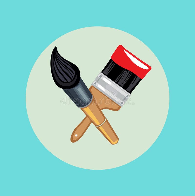 Two Crossed Brushes Flat Design Stock Vector - Illustration of paint ...
