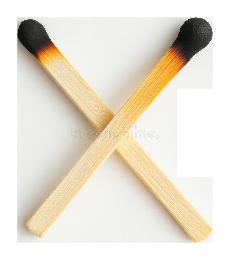 Two Crossed Burned Matchsticks on Transparent Background. Creative ...