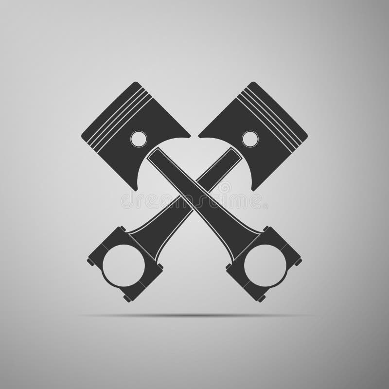 Two Crossed Engine Pistons Icon Isolated on Grey Background Stock ...