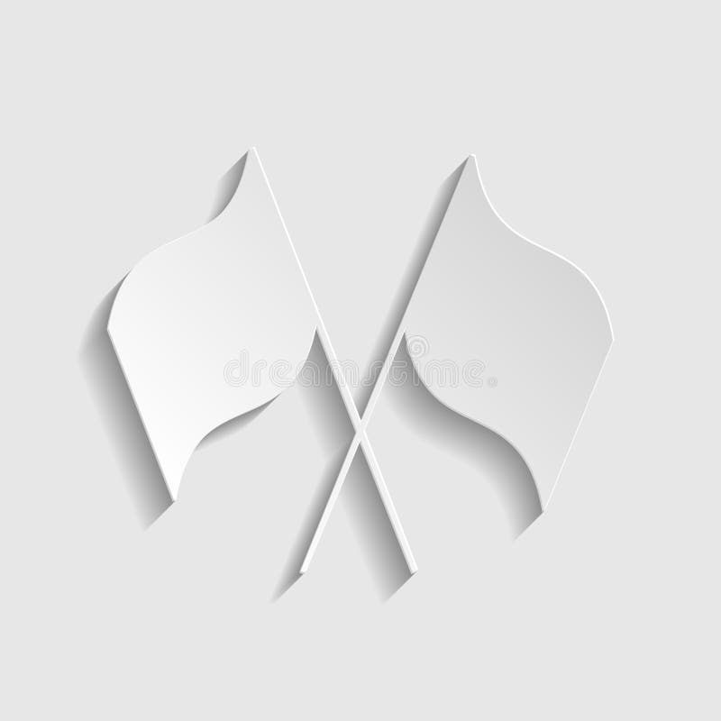 Two Crossed Flags Sign. Paper Style Icon. Illustration. Stock Vector ...