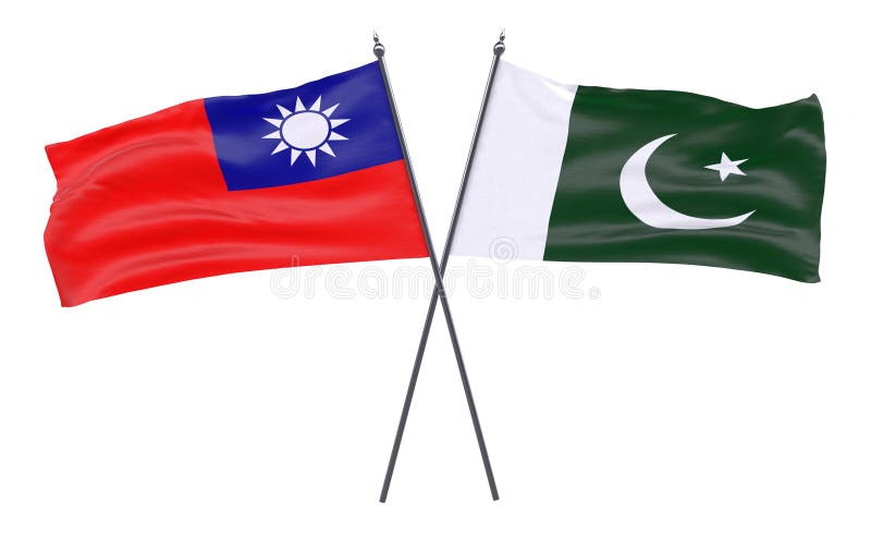 Taiwan and Pakistan Flags, Obsolete Torn Weathered, Crisis Concept, 3D ...