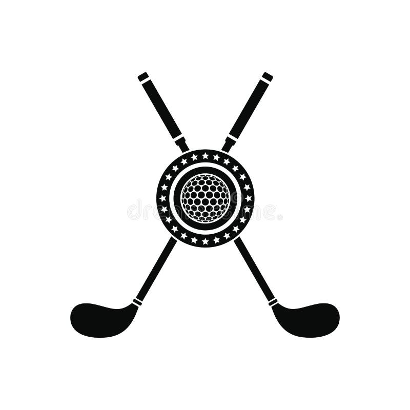 Two Crossed Golf Clubs And A Ball Con Stock Vector Illustration Of