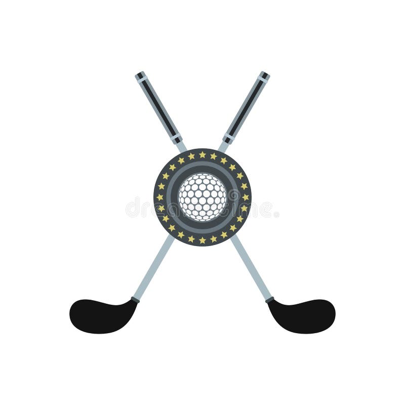 Two Crossed Golf Clubs And A Ball Flat Icon Stock Illustration