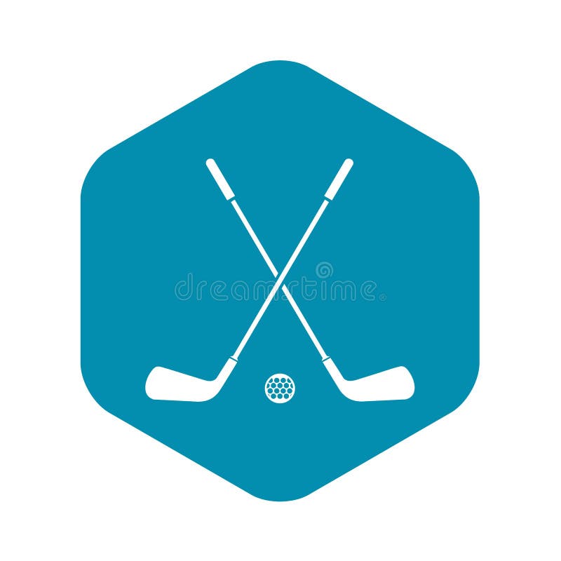 Two Crossed Golf Clubs And Ball Icon Simple Style Stock Vector