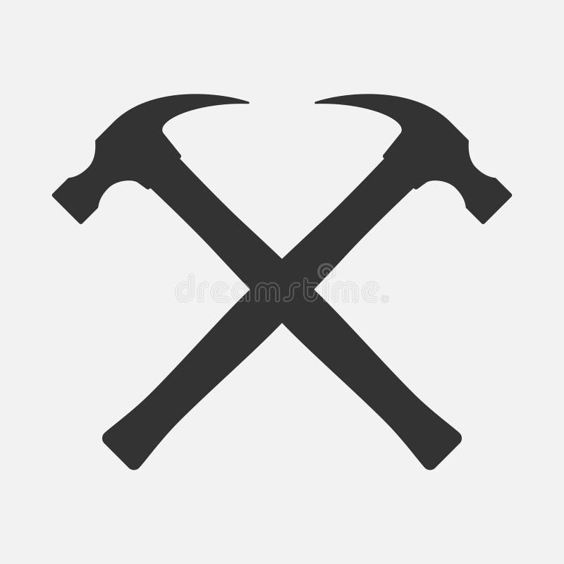 Two Crossed Hammers Graphic Icon Stock Vector - Illustration of maul ...