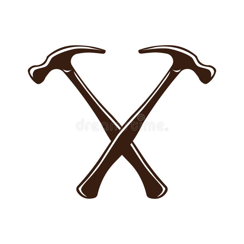 Two Crossed Hammers Graphic Sign Stock Illustration - Illustration of ...