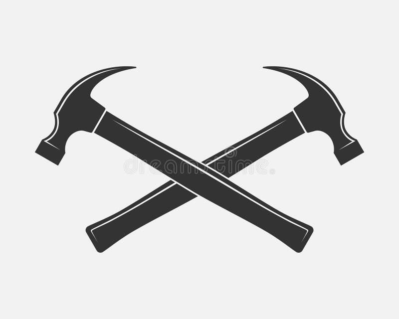 Two Crossed Hammers Graphic Sign Stock Illustration - Illustration of ...