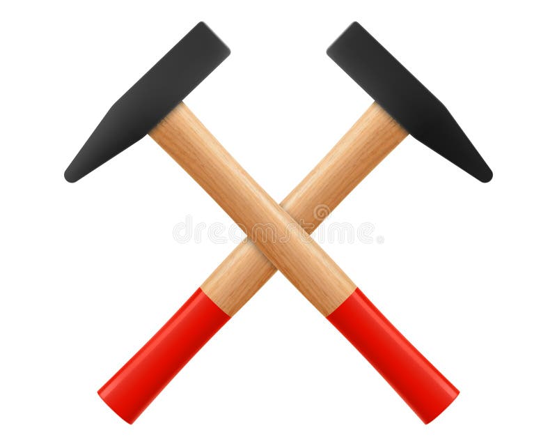 Two Crossed Hammers Icon, Isolated on White Background. Working Tool of ...