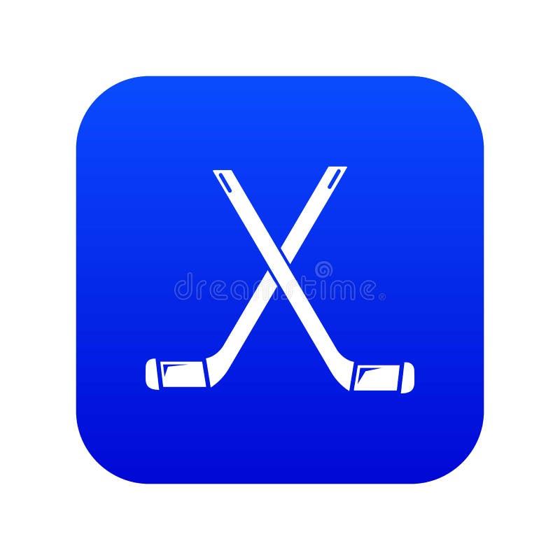 Two Crossed Hockey Sticks Icon Blue Vector Stock Vector - Illustration ...