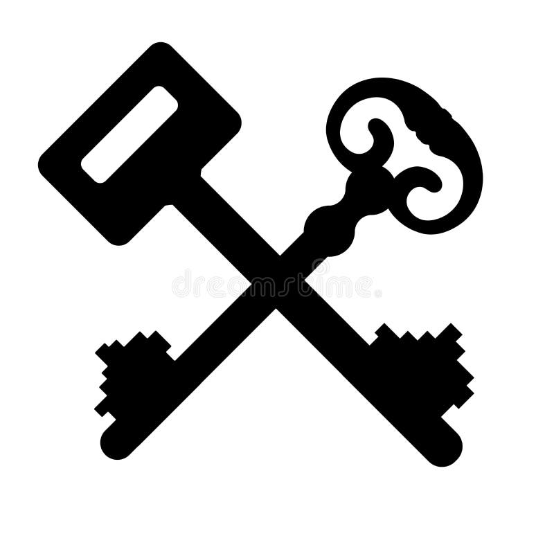 Crossed Keys, Vintage Antique Turnkeys Vector Logo or Emblem, Protected ...