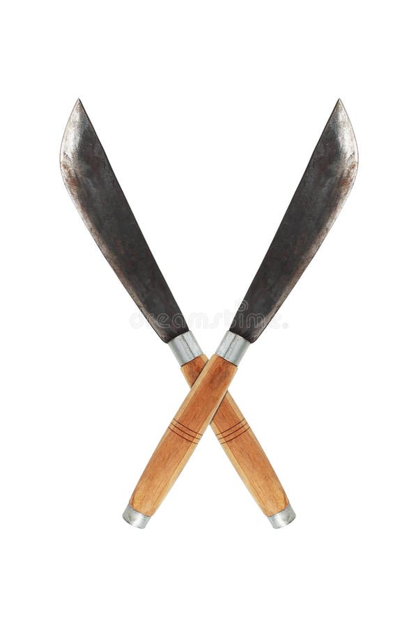 Two Crossed Knives Isolated on White Stock Photo - Image of metal ...