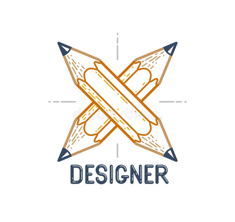 Two Crossed Pencils Vector Simple Trendy Logo or Icon for Designer or ...