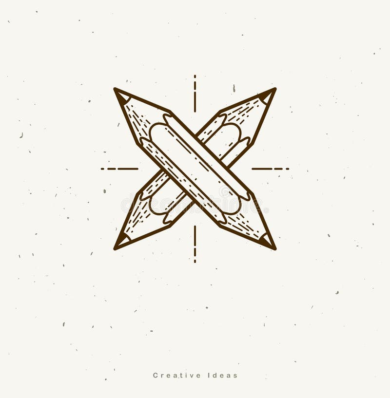 Two Crossed Pencils Vector Simple Trendy Logo or Icon for Designer or ...