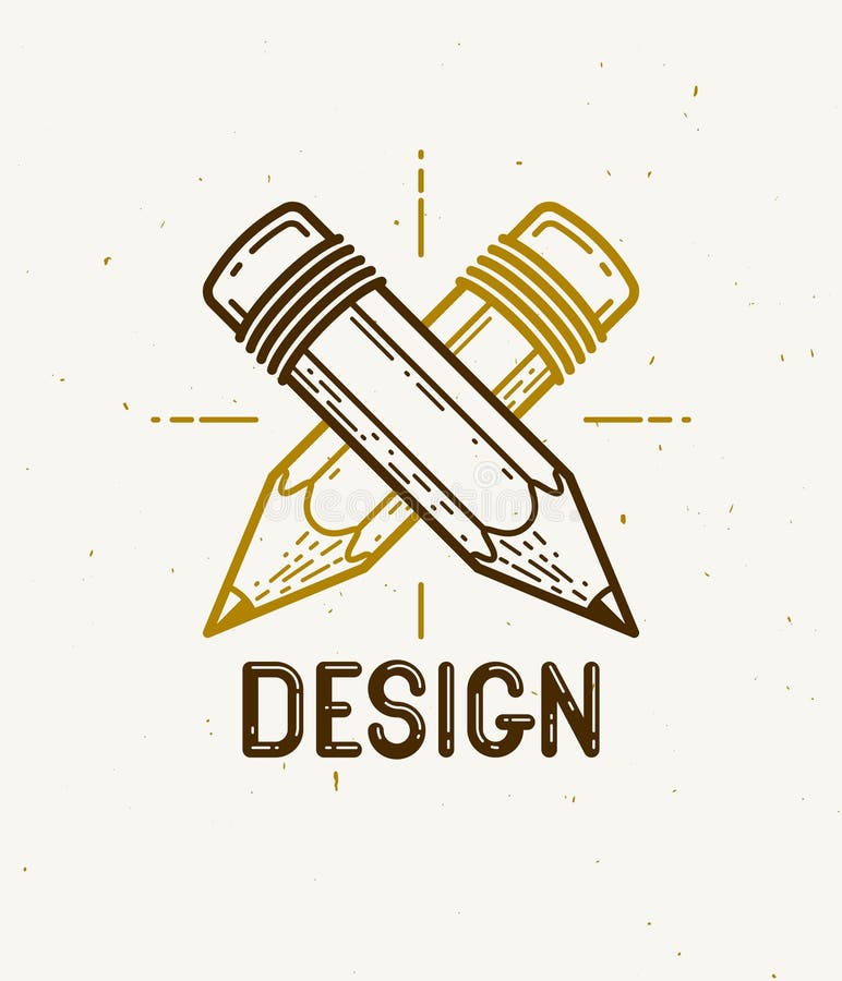 Two Crossed Pencils Vector Simple Trendy Logo or Icon for Designer or ...