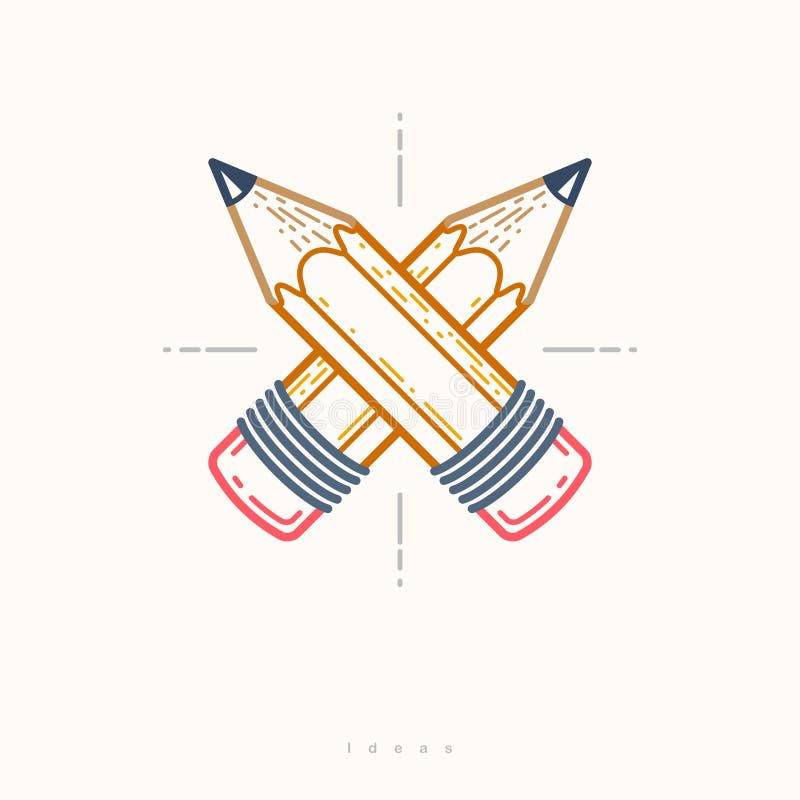 Two Crossed Pencils Vector Simple Trendy Logo or Icon for Designer or ...